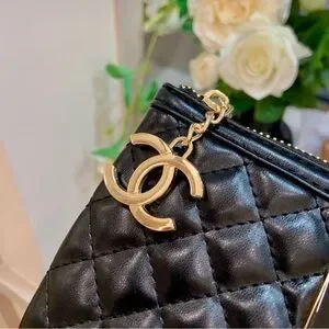 CHANEL | Bags | Chanel Black Quilted Cosmetic Case Makeup Pouch Gwp ...